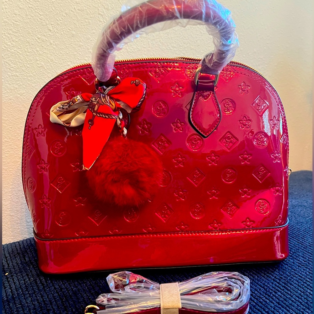 Embossed,Classic Red Satchel.Strap. Purchased In Pari… - Gem